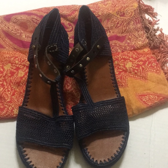 Yvonne Waska | Shoes | Navy Yvonne Waska Shoes Toe Out Wedge Heels ...